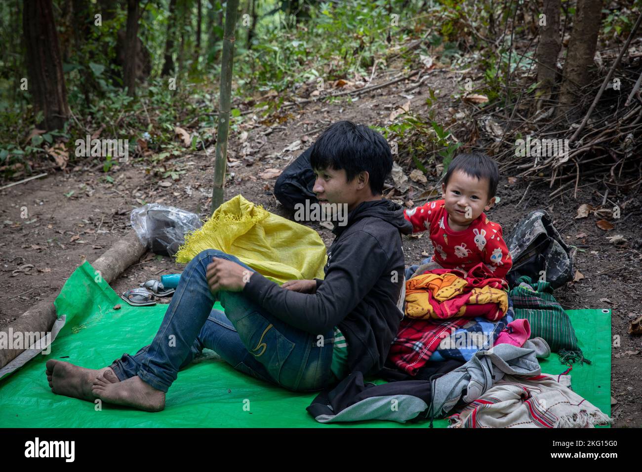 An internally displaced family recently arrives to safety after a five ...