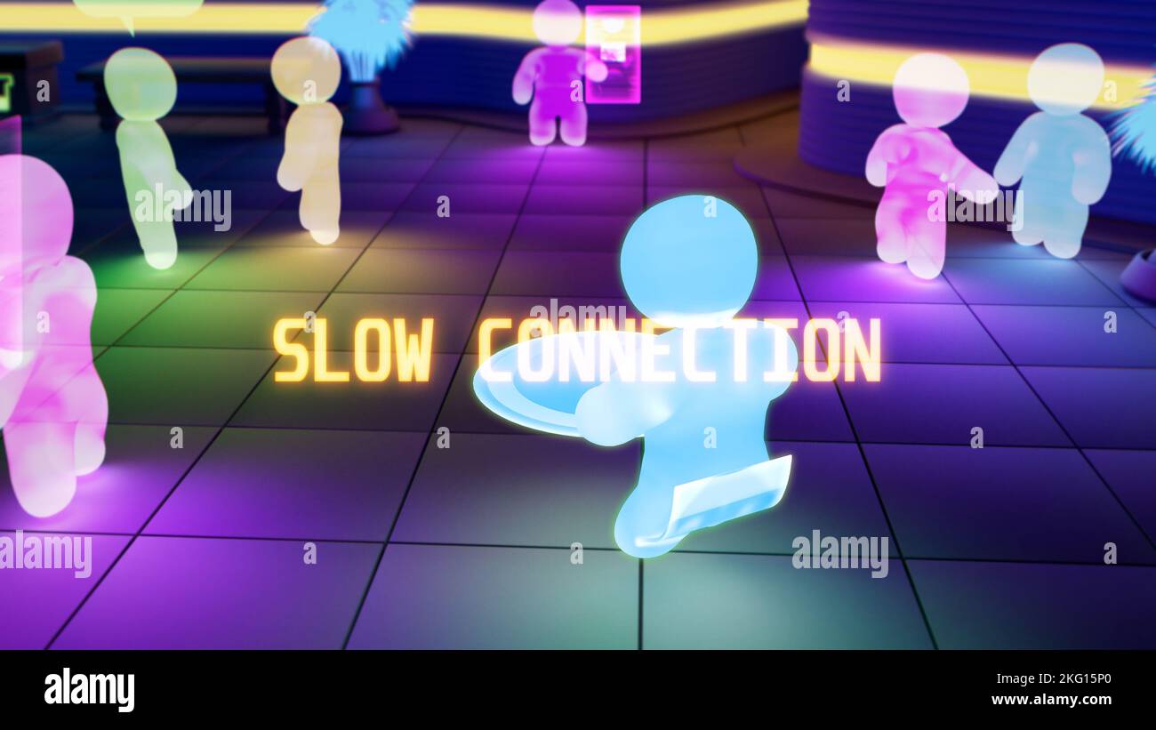 metaverse avatar of a user gets slow connection message - industrial 3D ... metaverse avatar of a user gets slow connection message - industrial 3D ...