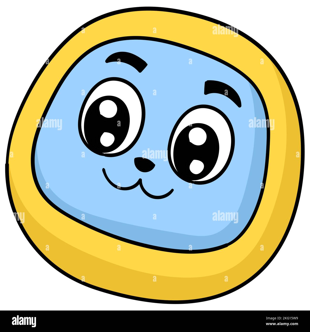 A vector illustration of a cute blue and yellow cartoon character ...