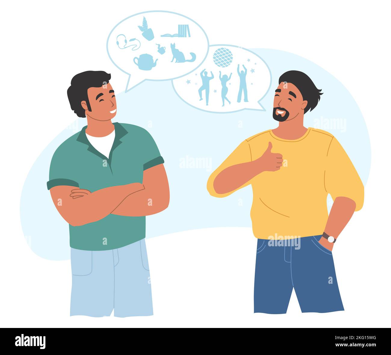 Guy friends talking together facing each other Stock Vector Image & Art ...