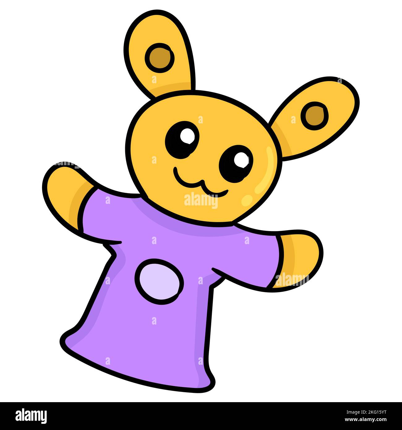 A cute face hand puppet in the shape of a rabbit, doodle icon Stock ...