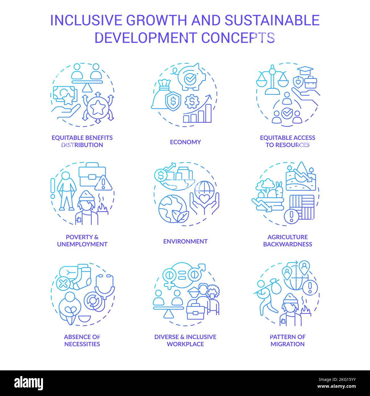 Inclusive growth and sustainable development blue gradient concept ...