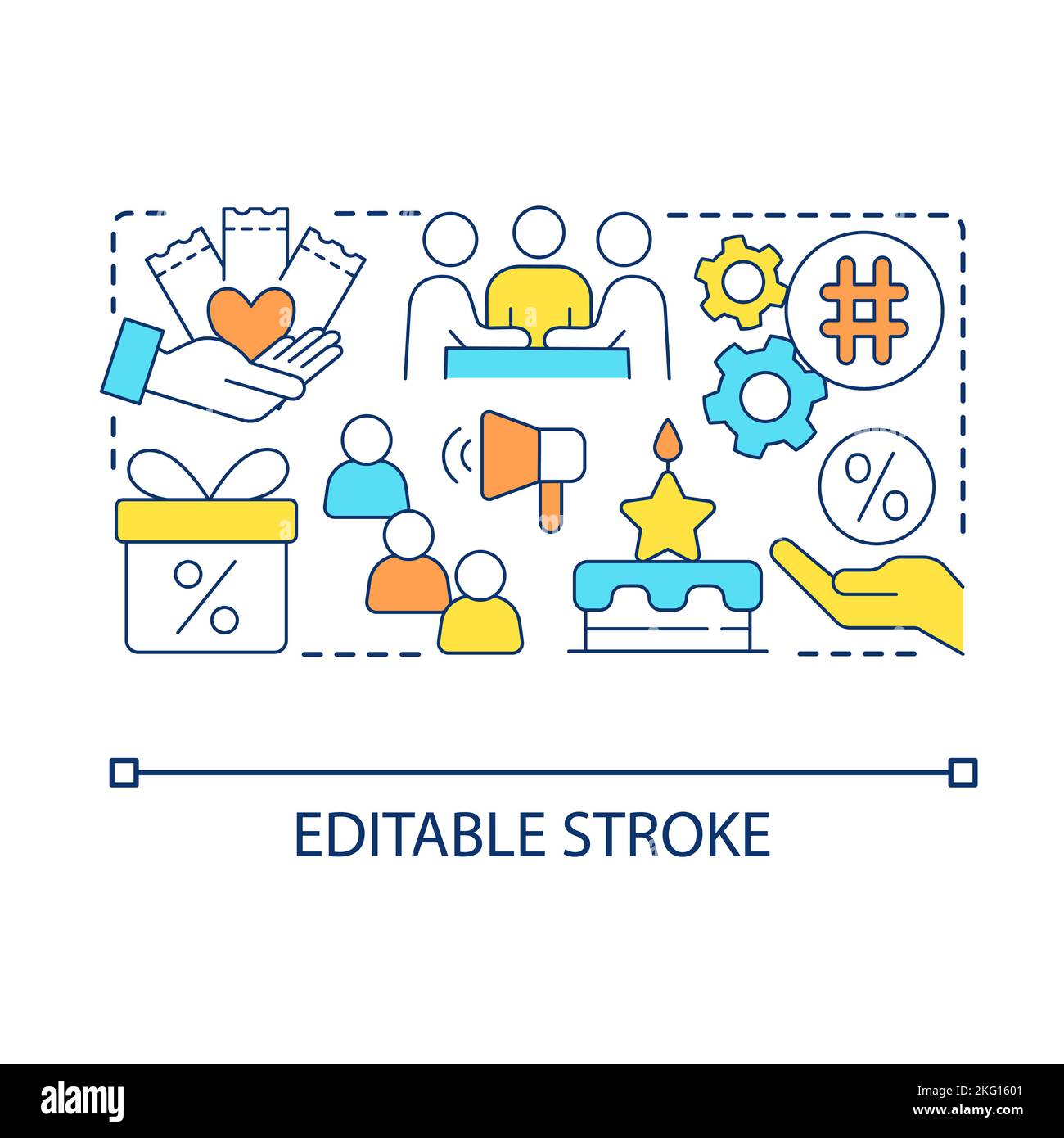 Marketing strategy to find and retain customers concept icon Stock ...