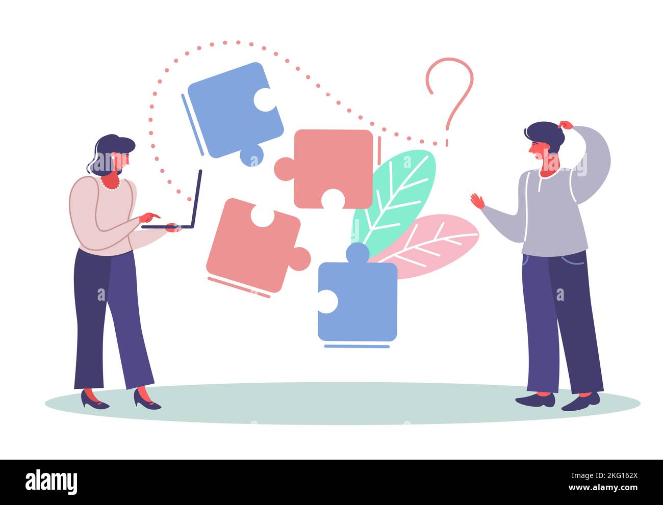 Work task vector office worker connect puzzle Stock Vector Image & Art ...