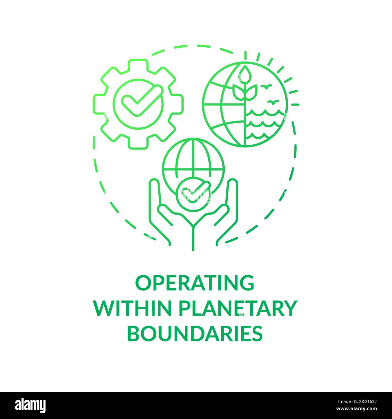 Operating within planetary boundaries green gradient concept icon Stock ...