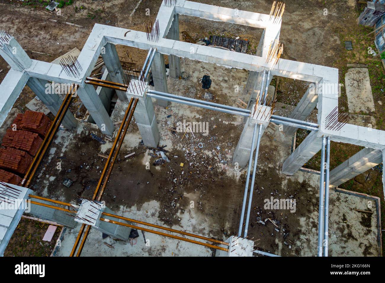 Poured reinforced concrete columns for the construction of an Orthodox ...