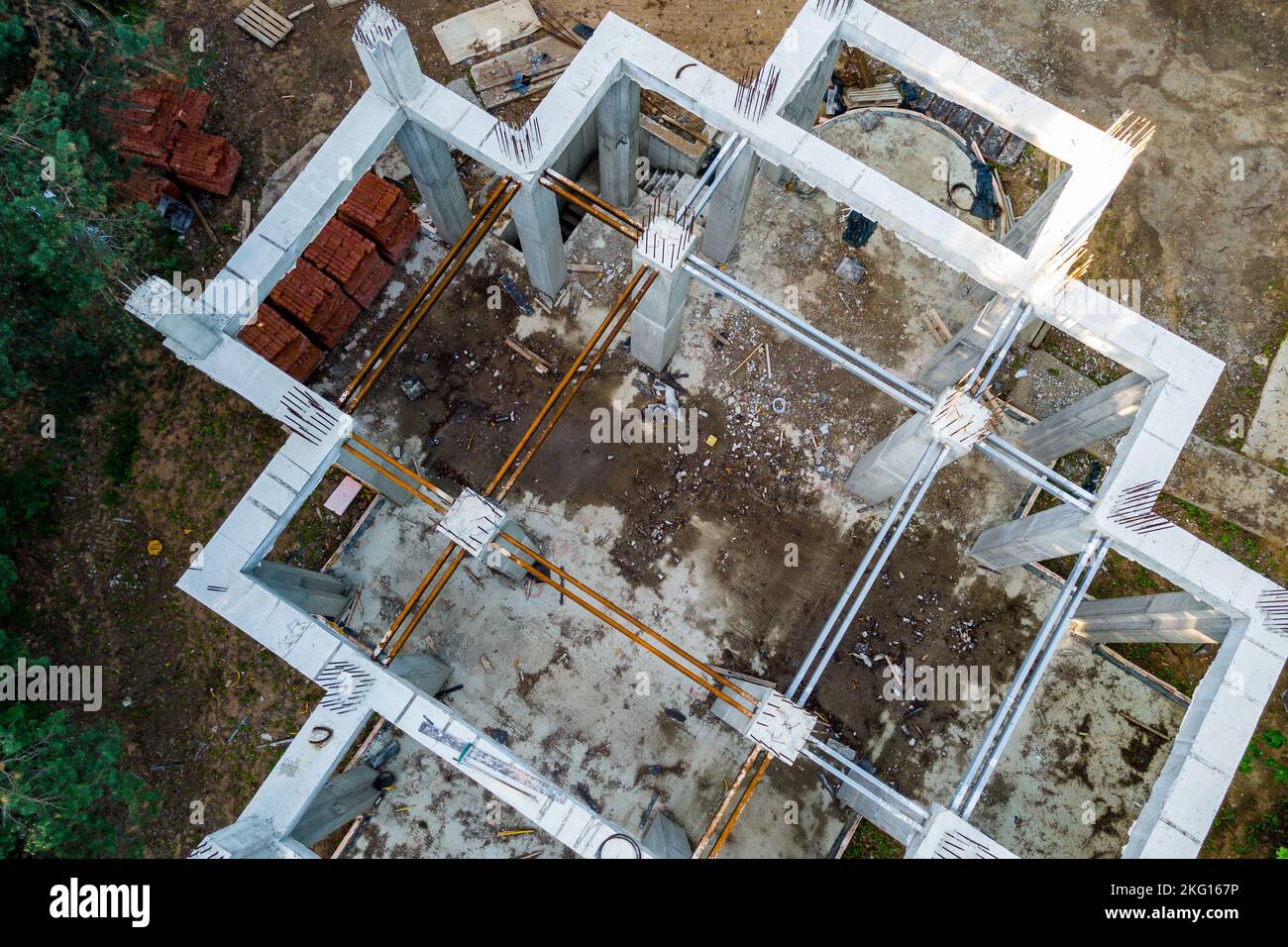 Poured reinforced concrete columns for the construction of an Orthodox ...