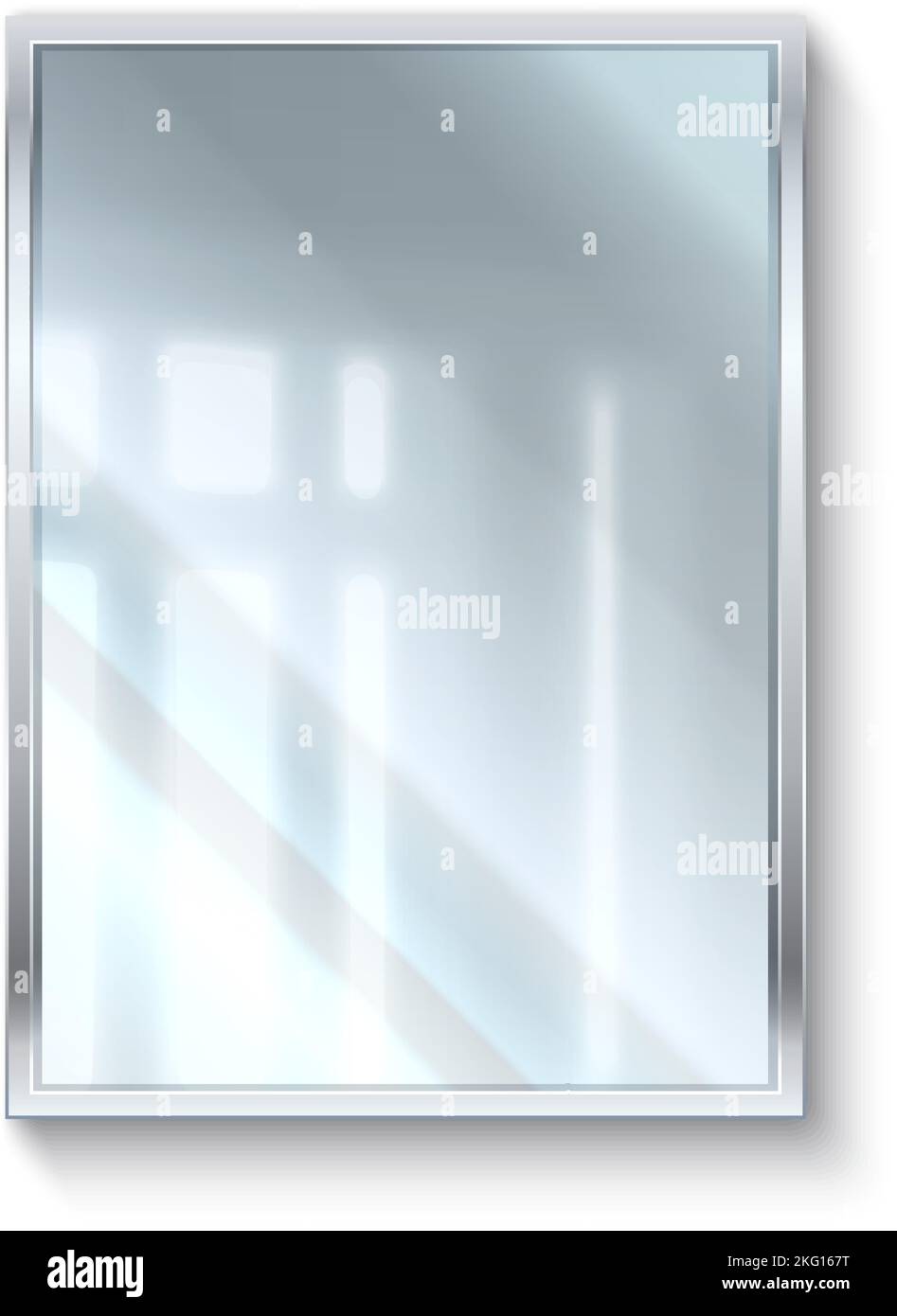 Realistic mirror. 3D reflective glass surface in frame. Geometric ...