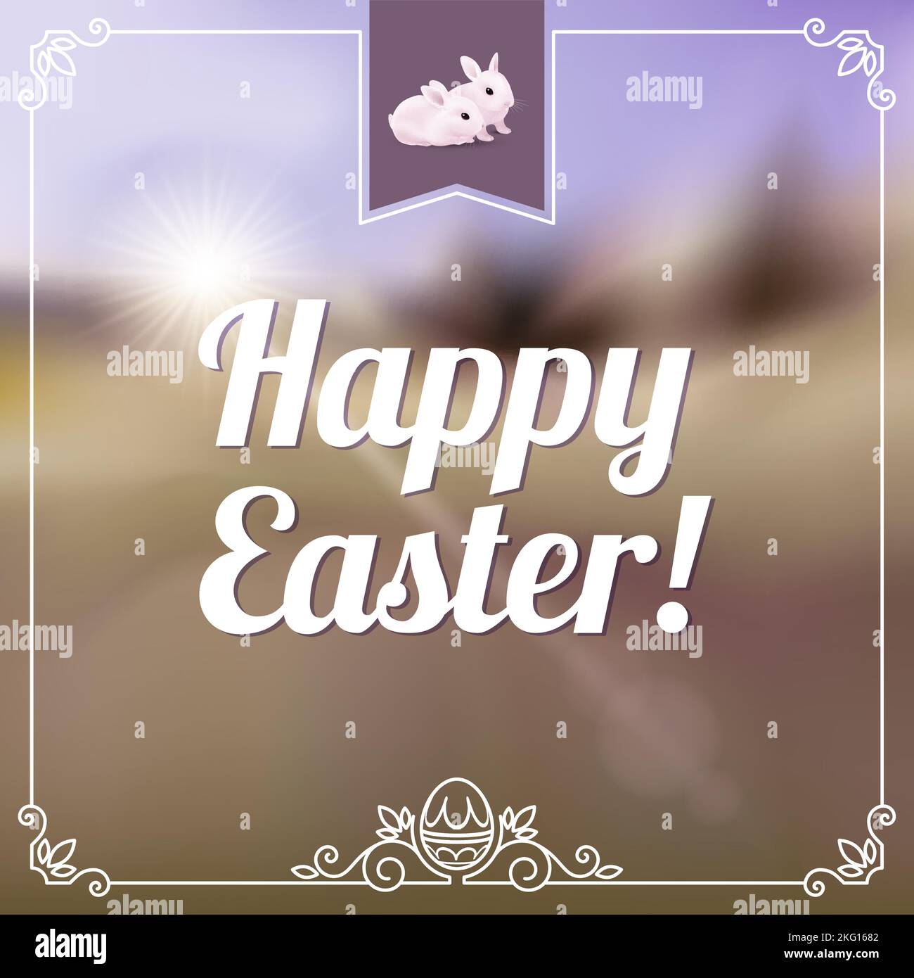 Happy Easter Greeting Card. Illustration on Vintage Background to ...