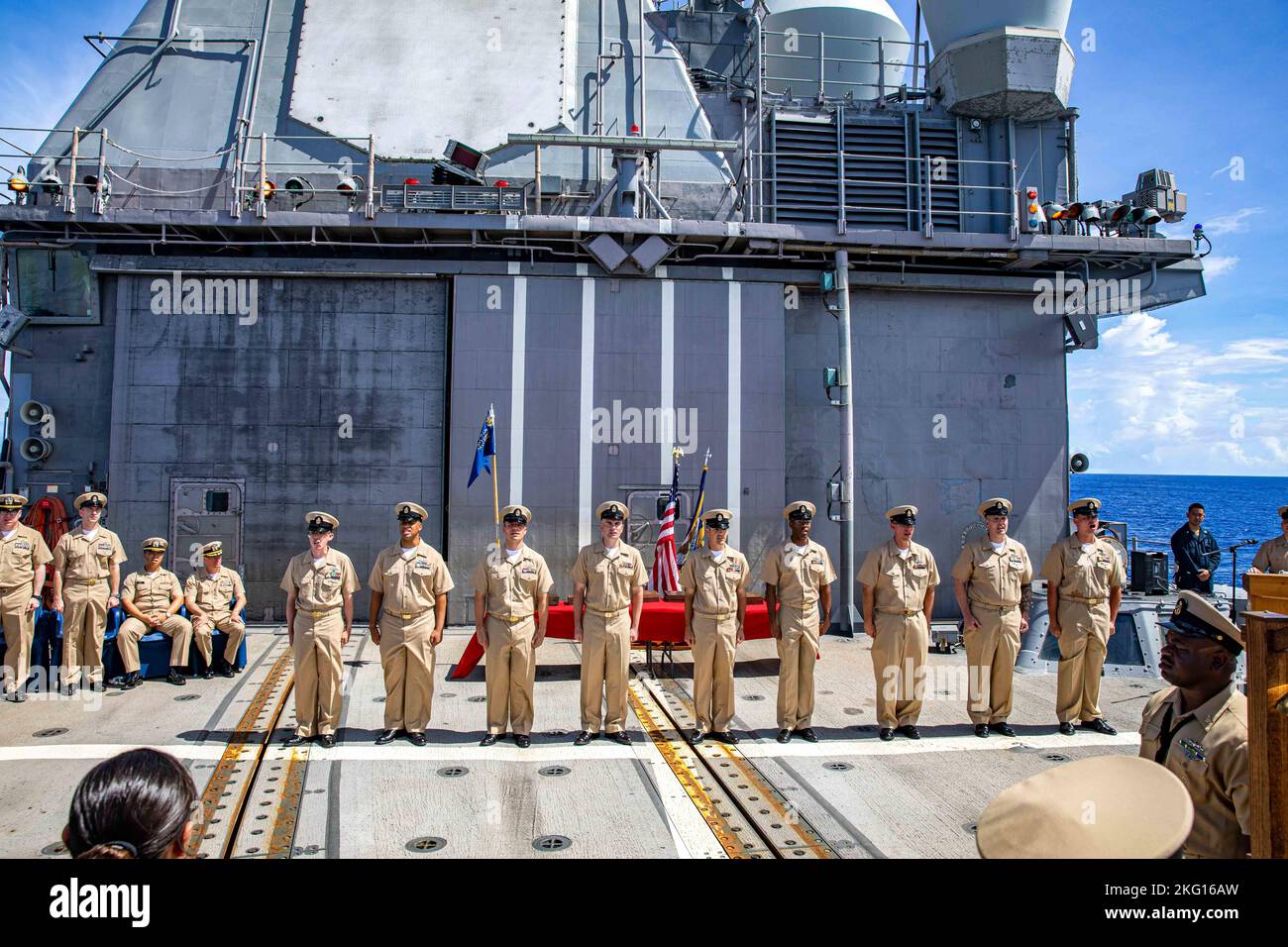 PHILIPPINE SEA (Oct. 21, 2022) Nine newly Chief Petty Officers sing ...