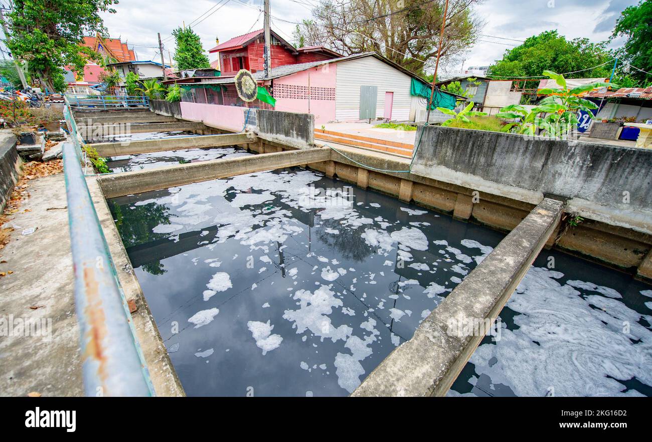 November 17 2022- Bangkok Thailand-Highly polluted sewer with very ...