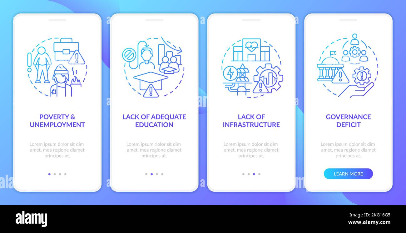 Inclusive Growth Issues Blue Gradient Onboarding Mobile App Screen Stock Vector Image And Art Alamy
