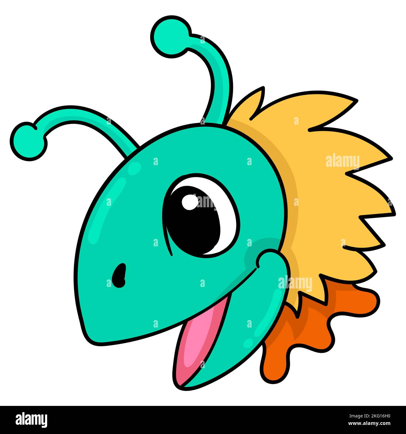 The head of the scary faced insect monster smiling, doodle icon Stock ...