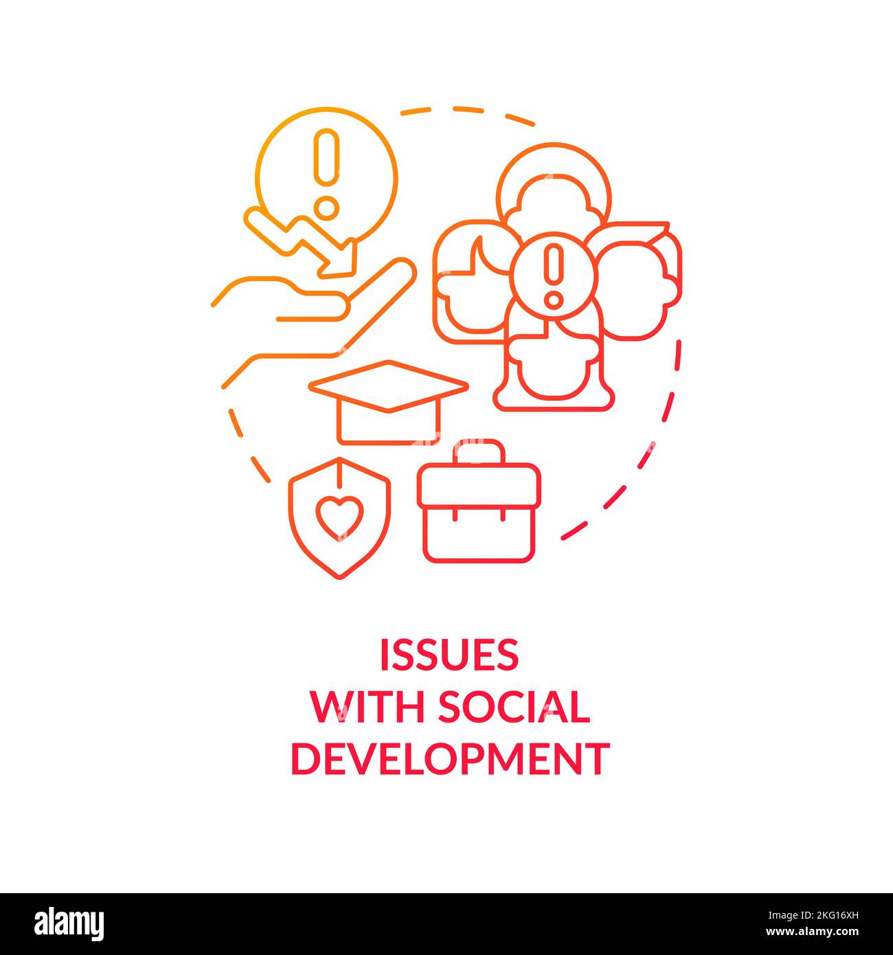 Issues with social development red gradient concept icon Stock Vector ...
