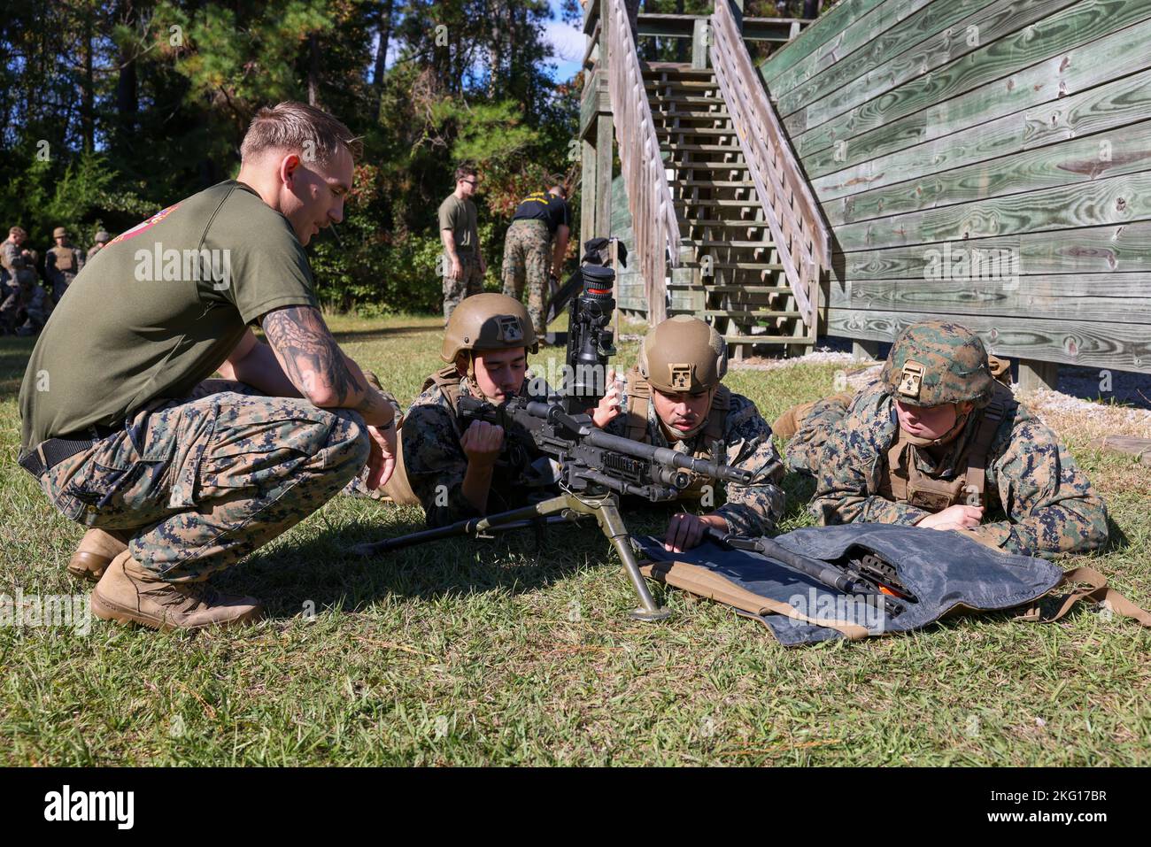 U.S. Marine Corps Cpl. Robert Sweetman, a Machine Gun Instructor with 2nd Marine Logistics Group ...