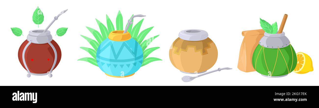 Mate tea drink vector isolated cartoon set Stock Vector Image & Art - Alamy