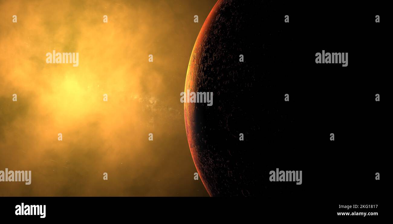 Mars planet with sun and solar atmosphere at background Stock Photo - Alamy