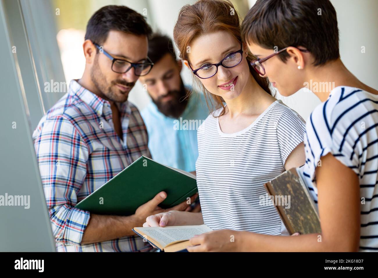 Education friendship people concept. Group of happy students learning ...