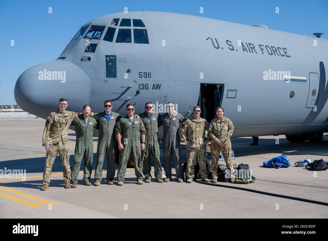 Texas Air National Guardsmen from the 136th Airlift Wing celebrate ...