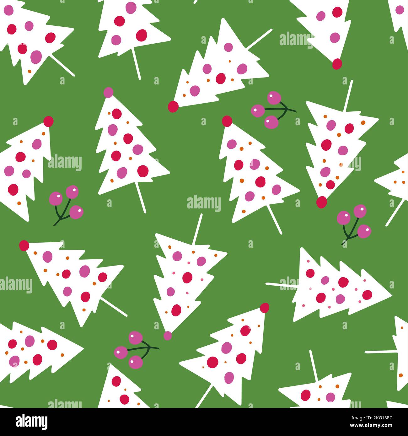 Happy Holiday Christmas Elements Seamless Pattern With Christmas Trees