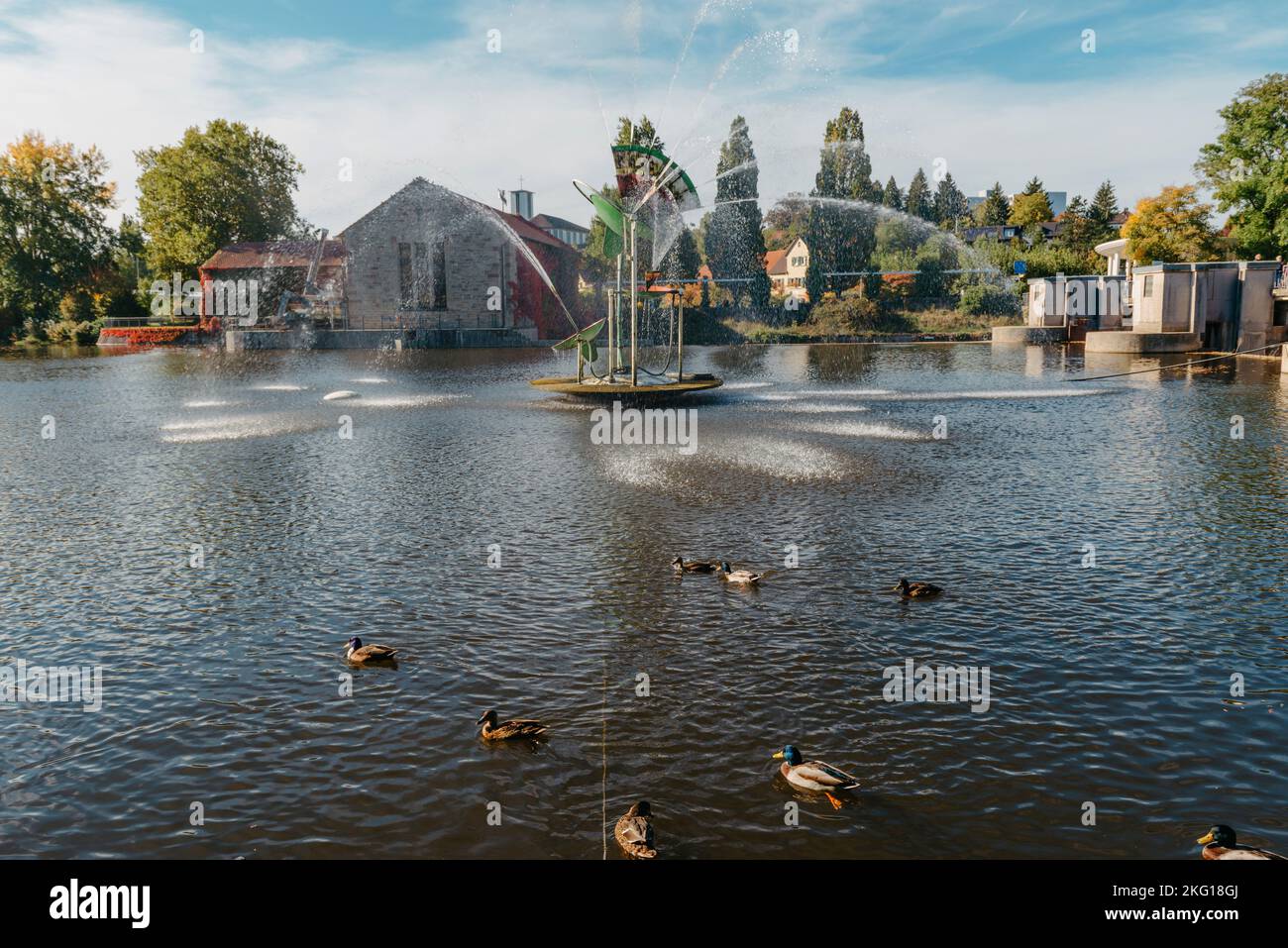 City fountain in Old European City Bietigheim-Bissingen In Germany. the ...