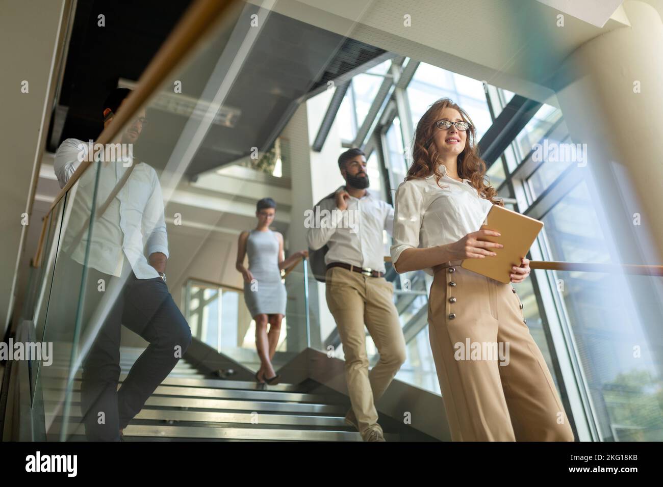 Group of young business people are working together in office ...