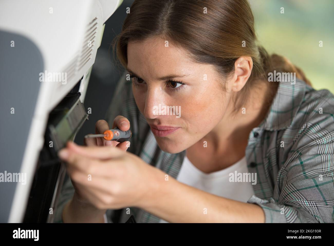 Woman printer home hi-res stock photography and images - Alamy
