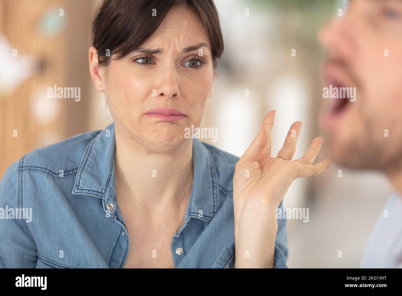 attractive angry couple fighting and shouting at each other Stock Photo ...