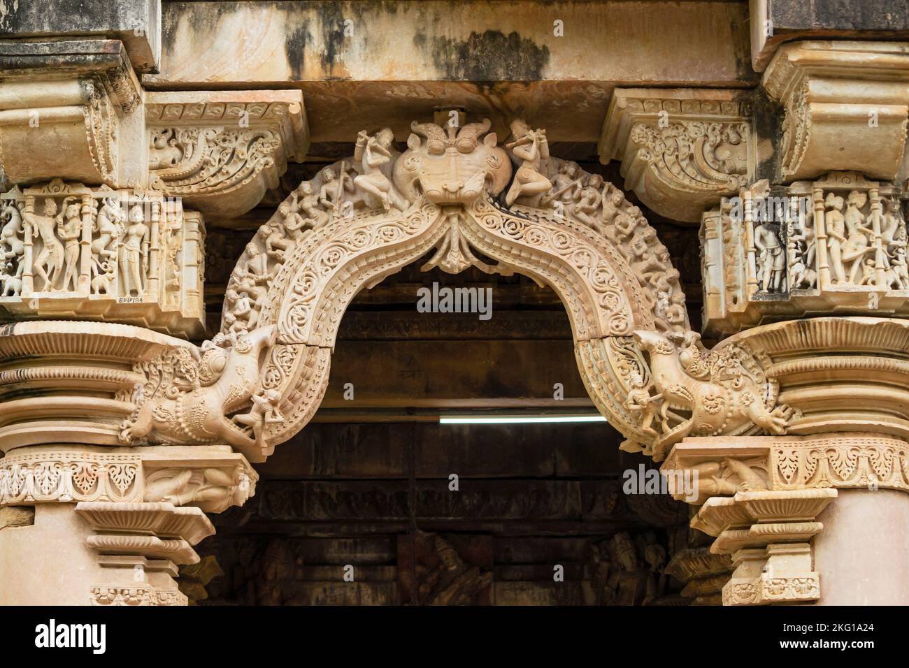Makara sculpture on the entrance arch of mandapa of Ghateshwara ...