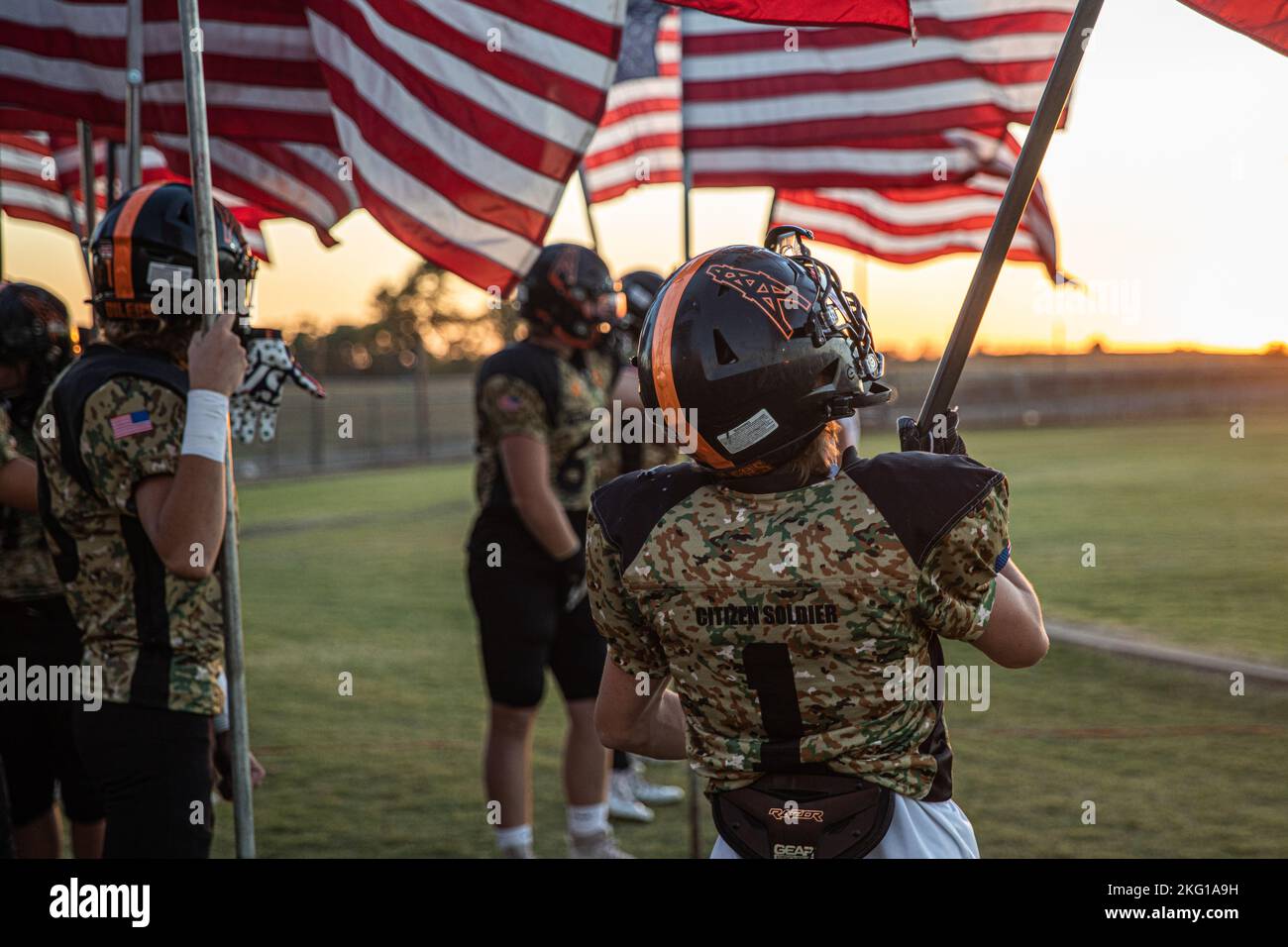 Football players at Merritt high school prepare to take the field ...