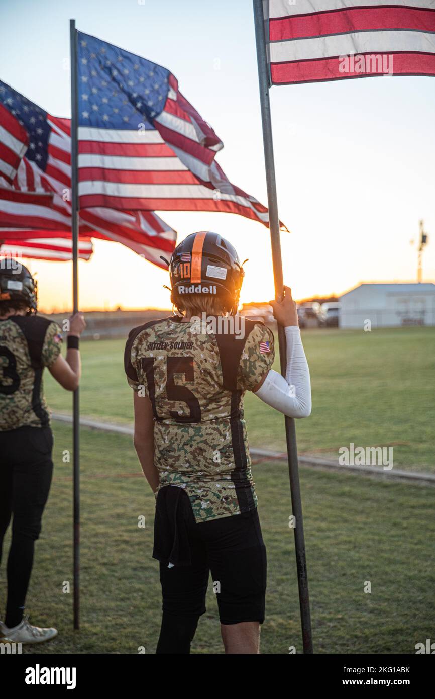 Football players at Merritt High School prepare to take the field ...