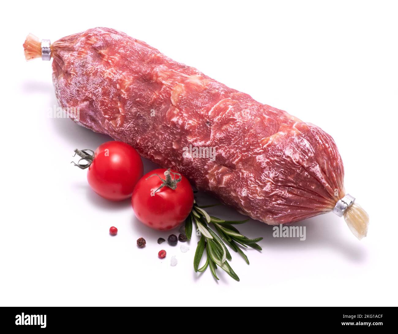 Smoked dry Salami sausage isolated on white background Stock Photo - Alamy