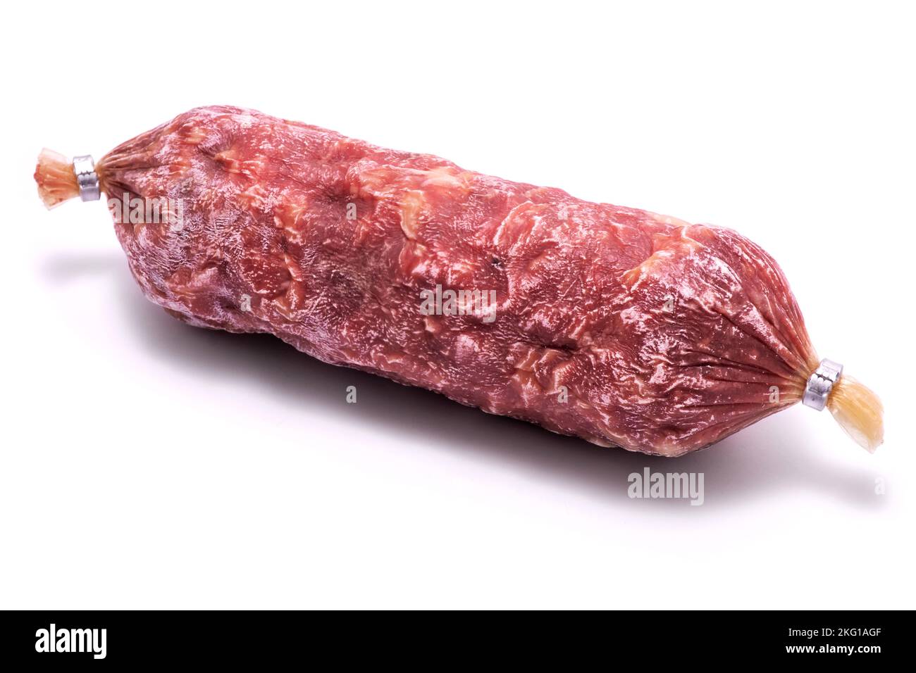 Smoked dry Salami sausage isolated on white background Stock Photo - Alamy