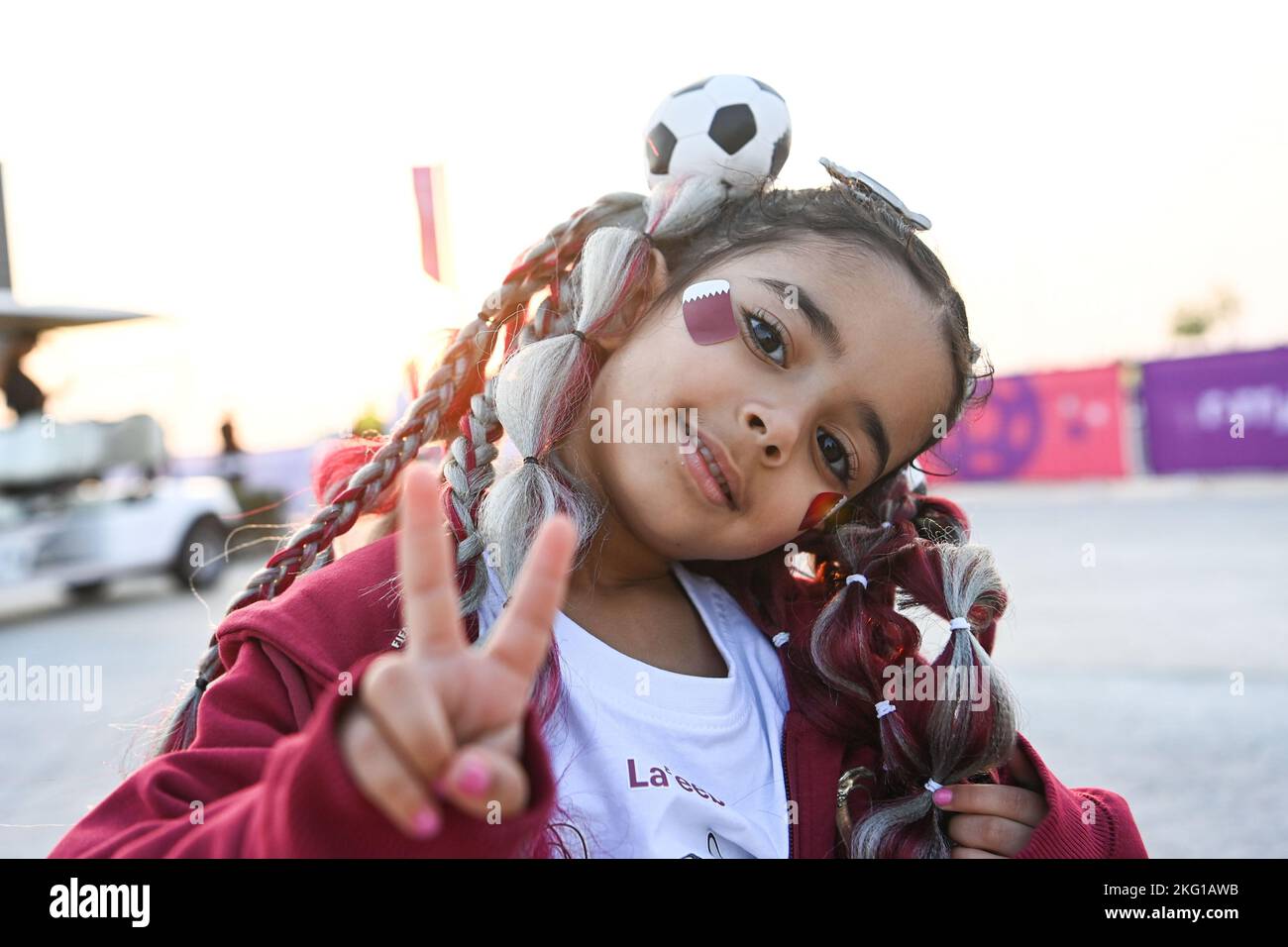 Fans gathered outside of the Al Bayt Stadium and were ready to watch ...