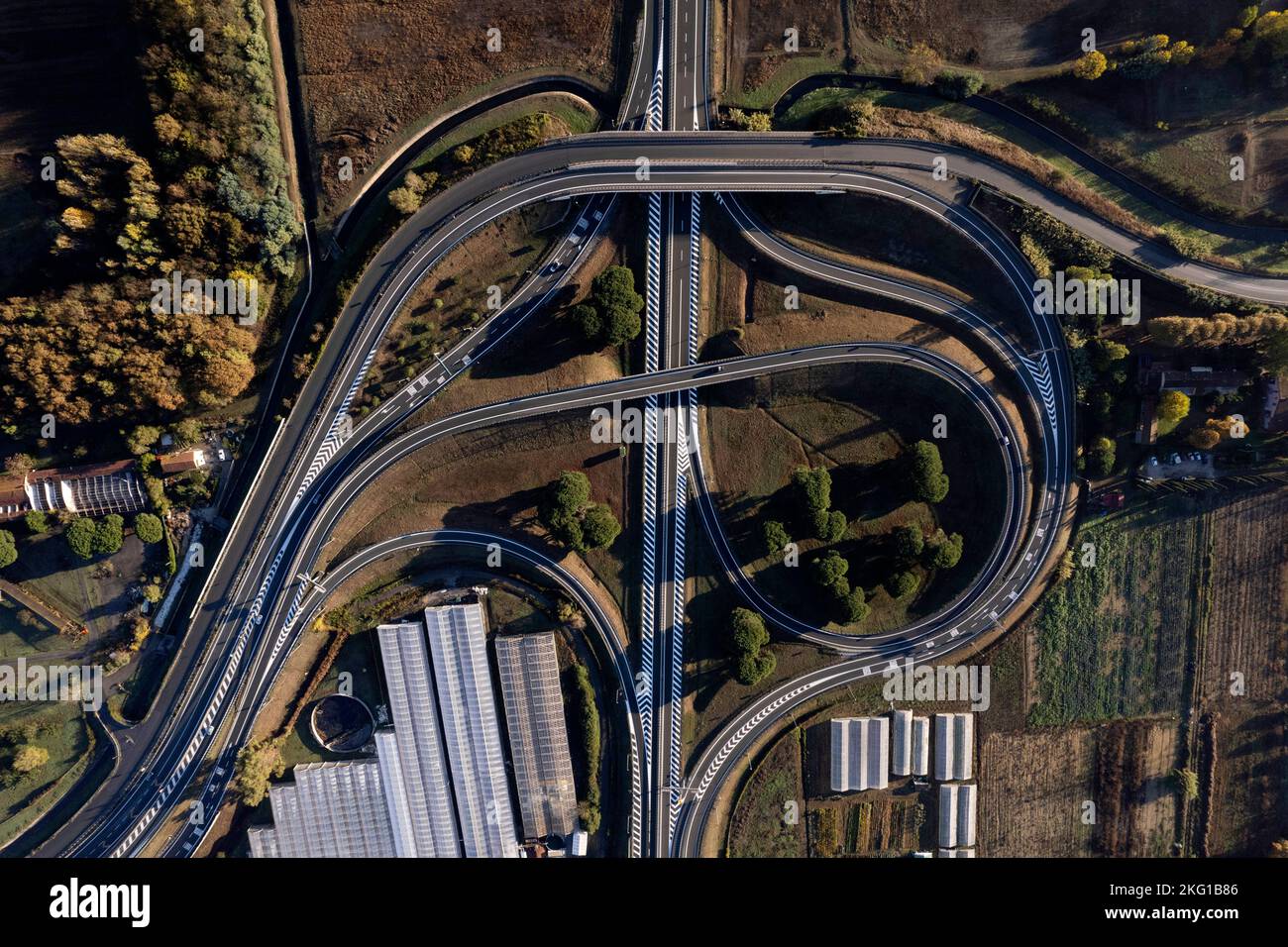 Aerial photographic documentation of a motorway junction taken during ...