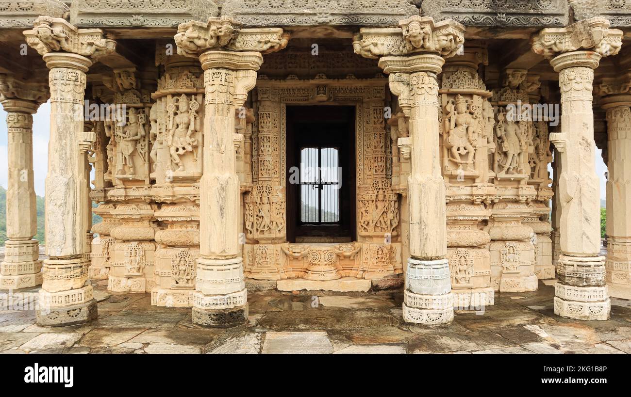 Carved pillar and entrance of Golerao Temple, built 16th Century Temple ...