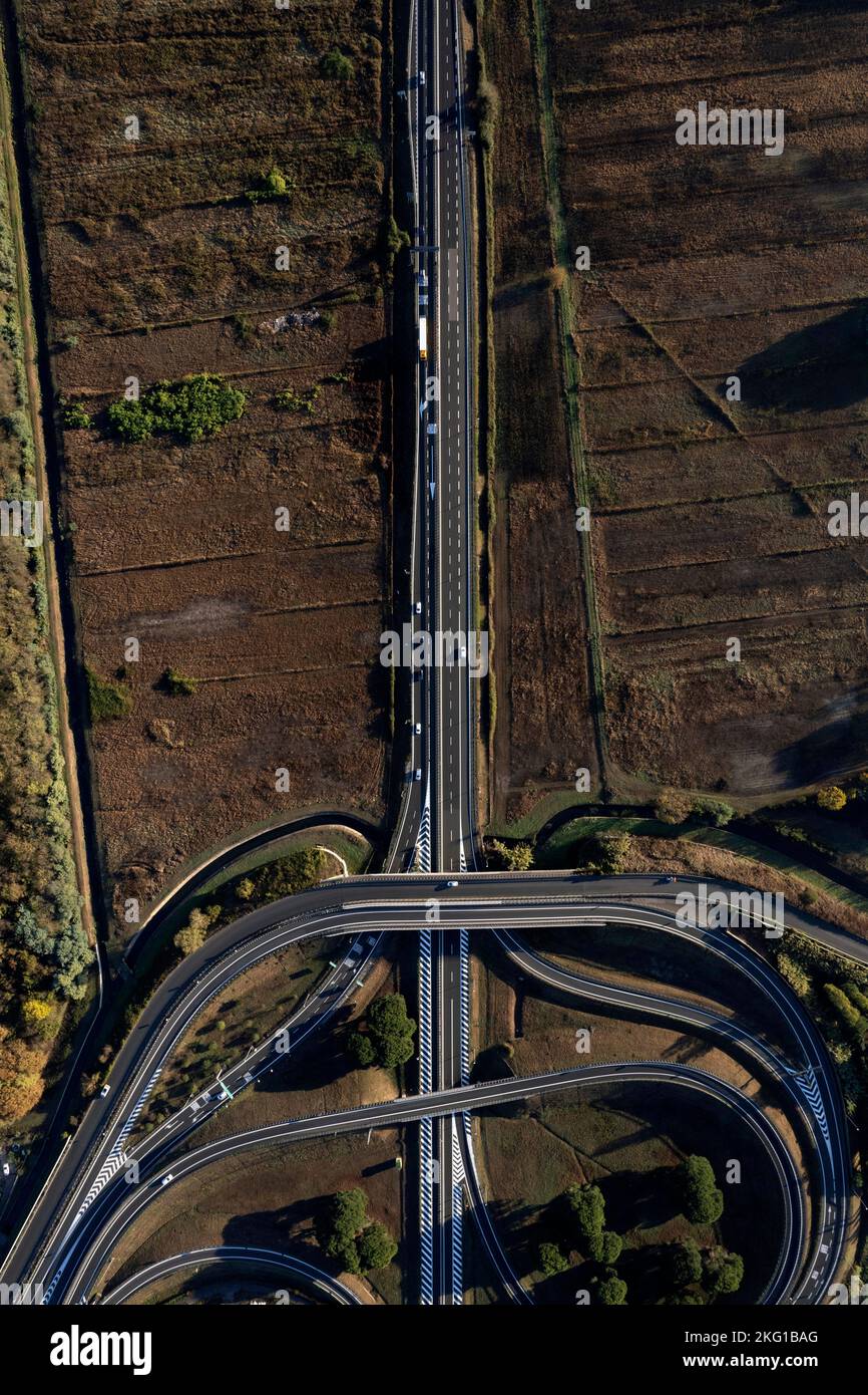 Aerial photographic documentation of a motorway junction taken during ...