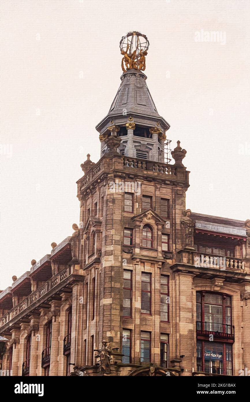 Edinburgh Scotland England - watercolor painting on canvas. City ...