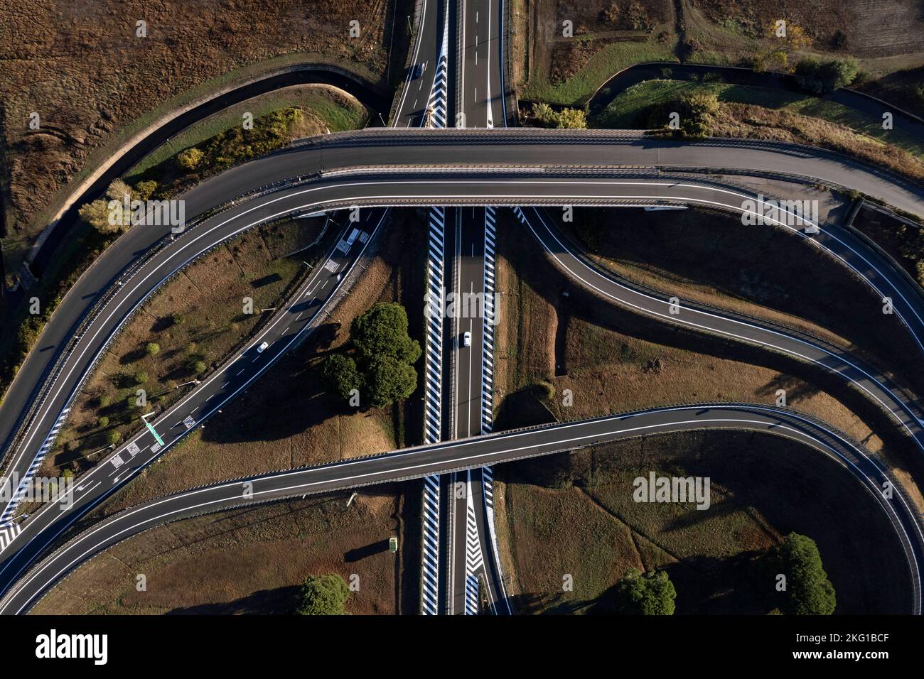 Aerial photographic documentation of a motorway junction taken during ...