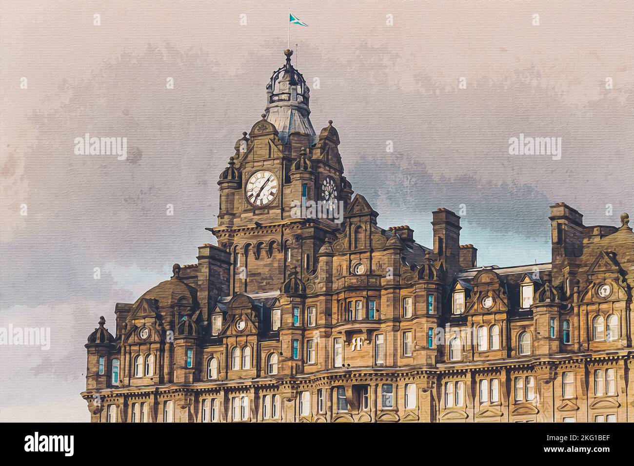 Edinburgh Scotland England - watercolor painting on canvas. City ...