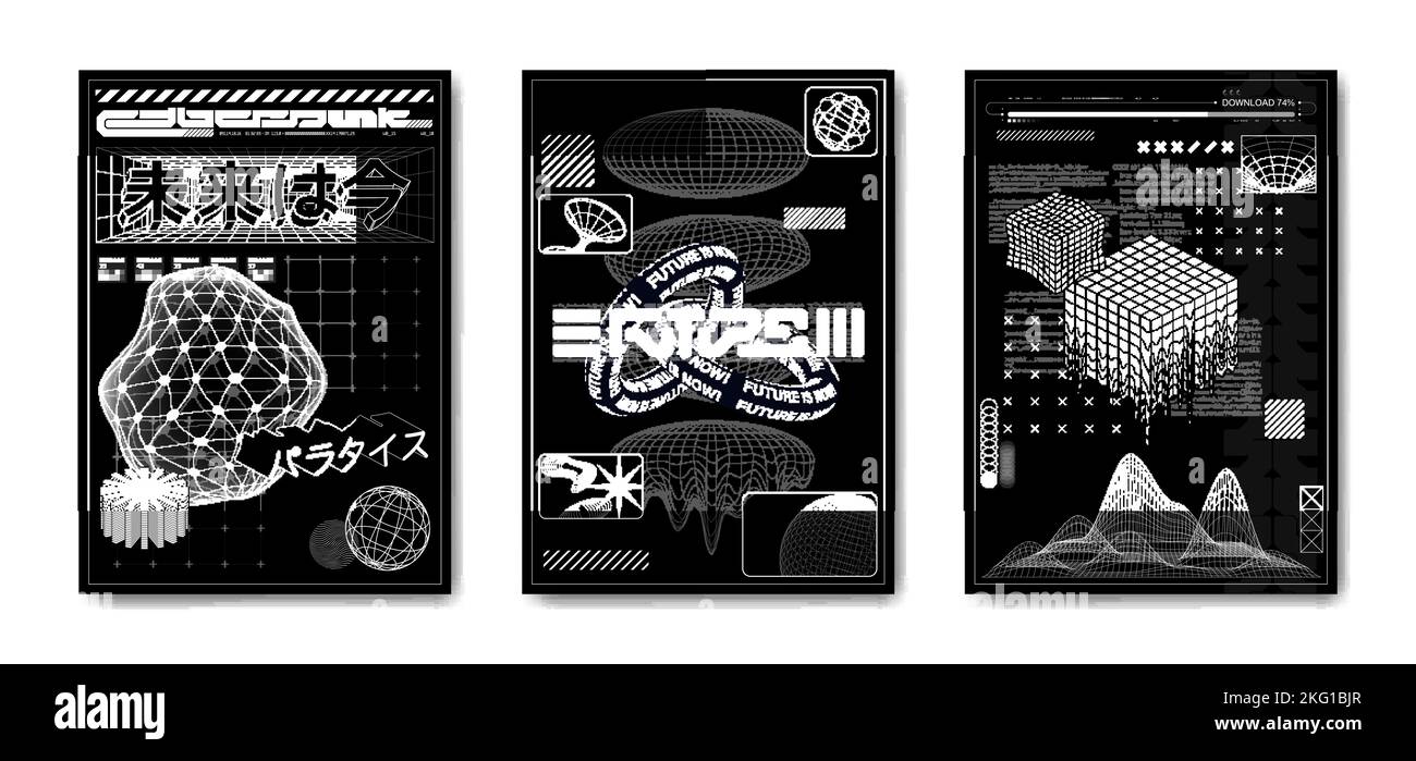 Retrofuturistic poster mockup in synthwave and vaporwave style Stock ...