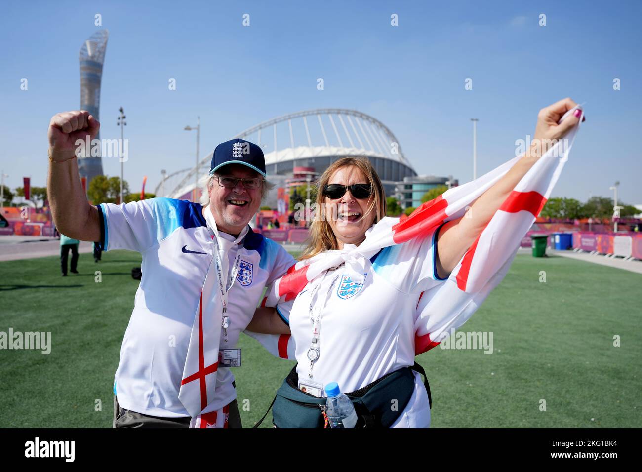 England fans Joanne and Tony Bate outside of the stadium ahead of the ...