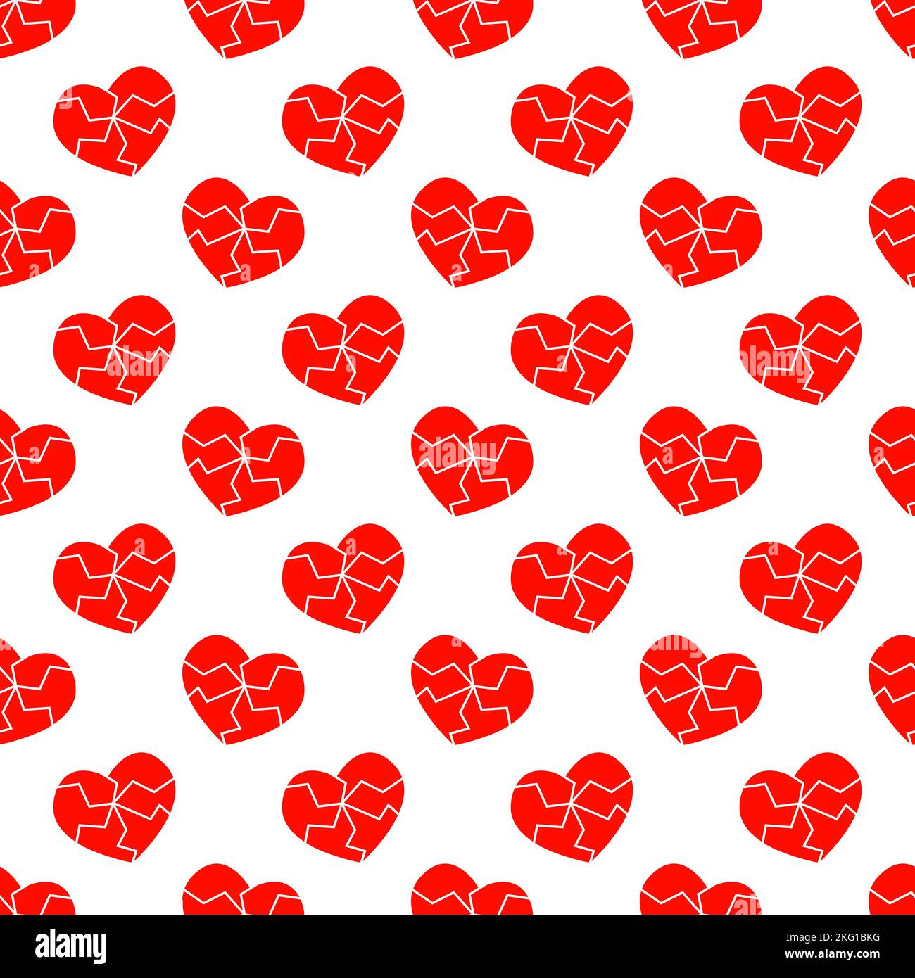 Red cracked heart icons seamless pattern. Symbol of heartbreak, divorce ...