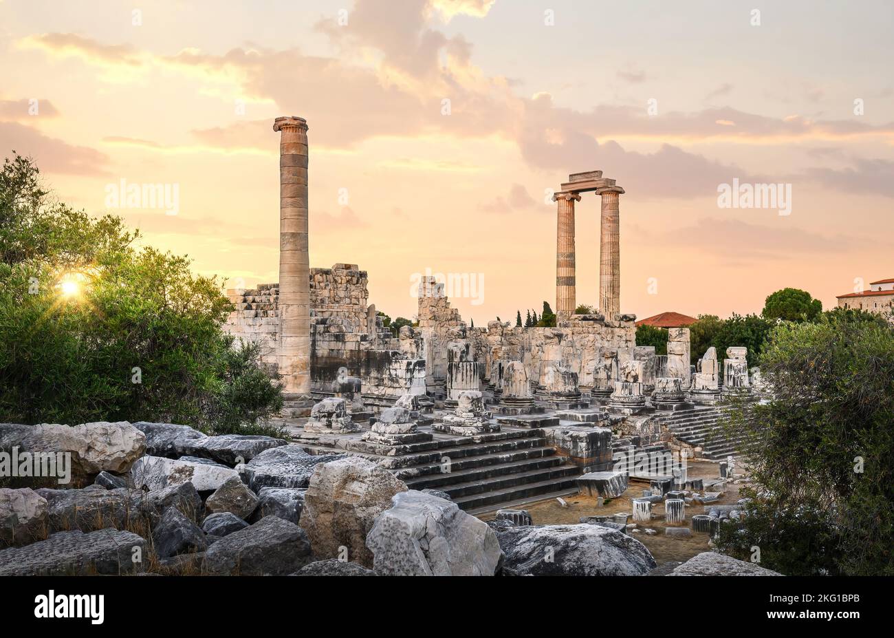 Temple of Apollo in Didyma Ancient City at sunrise in Didim, Turkey ...