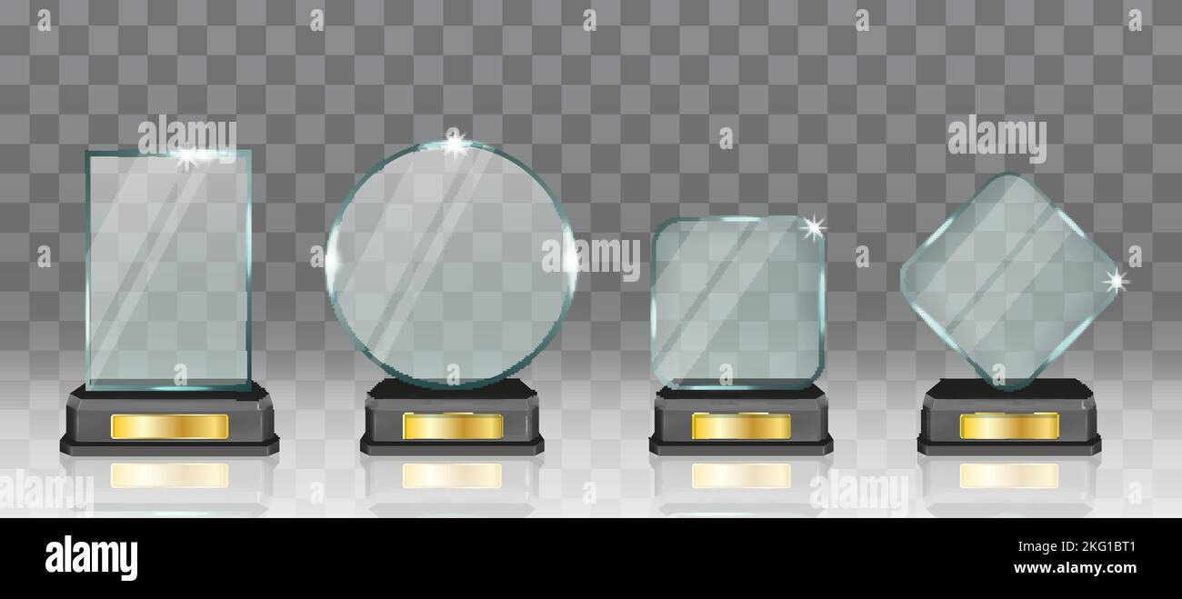 Realistic winner glass trophy set, vector illustration isolated on ...