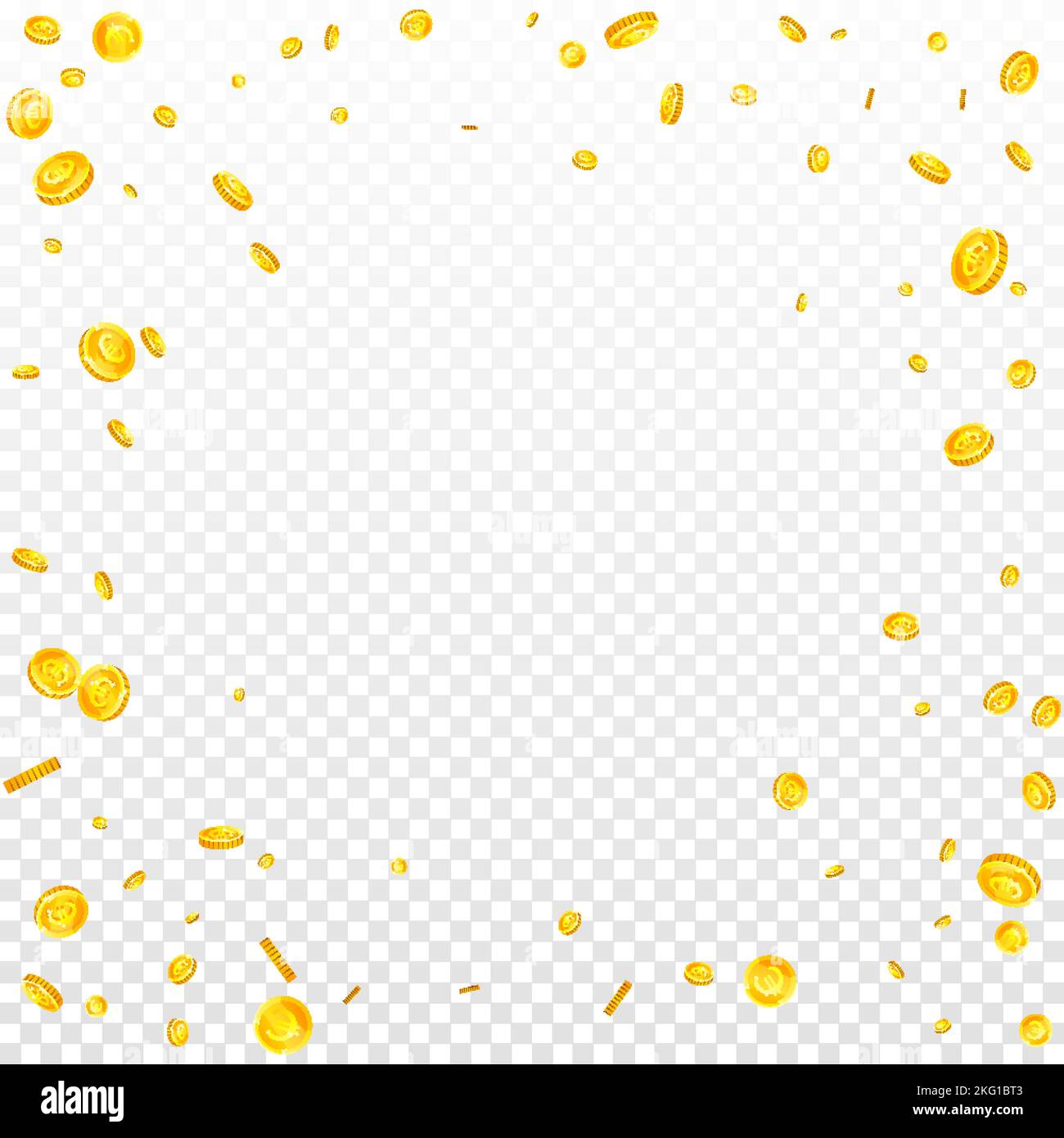 European Union Euro coins falling. Scattered gold EUR coins. Europe ...