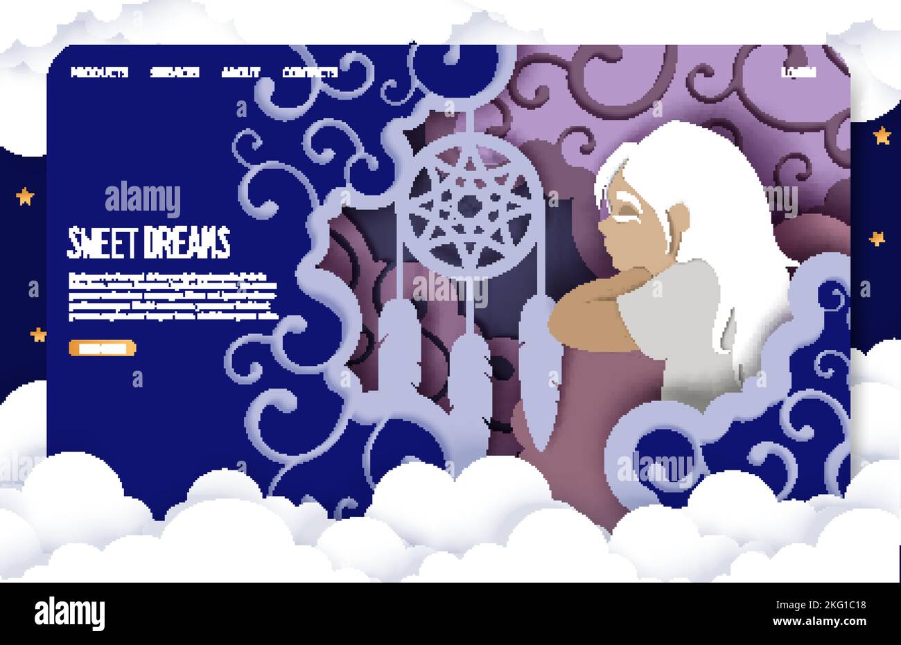 Sweet dreams vector website template, web page and landing page design ...