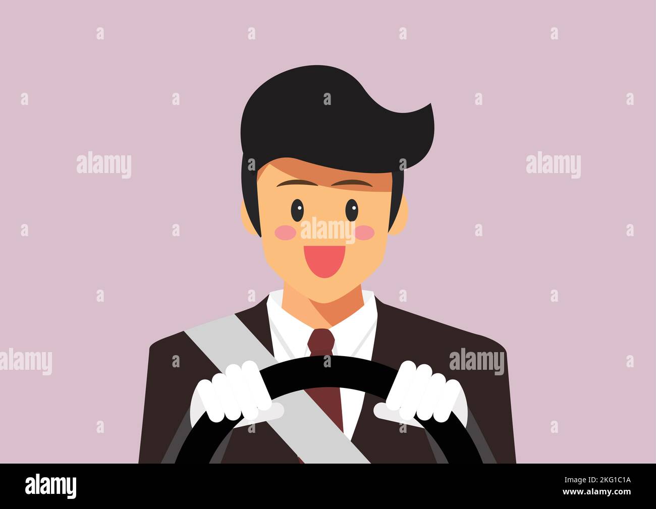 Happy chauffeur driving a car. vector illustration Stock Vector Image ...
