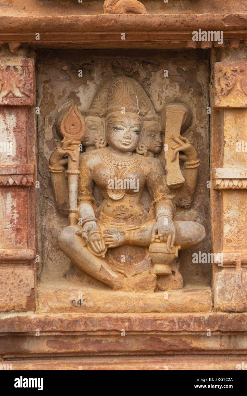 Sculpture of Hindu Goddess with three Faces on the Shiv Temple of Menal ...