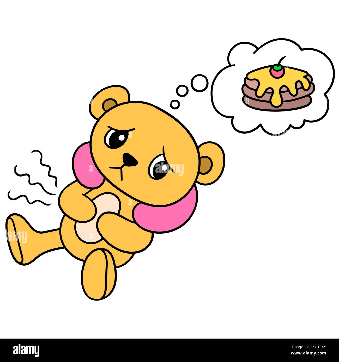 A vector illustration of a sad cartoon character dreaming about sweets ...